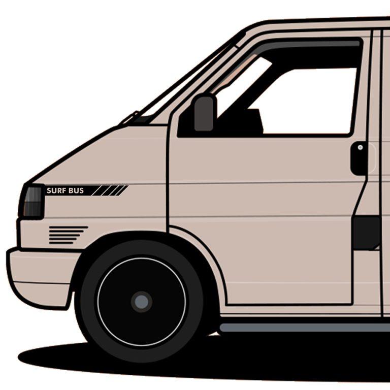 VW T4, T5, T6, T7 Wing Stickers Dubberware Stickers T-shirts Club Branding